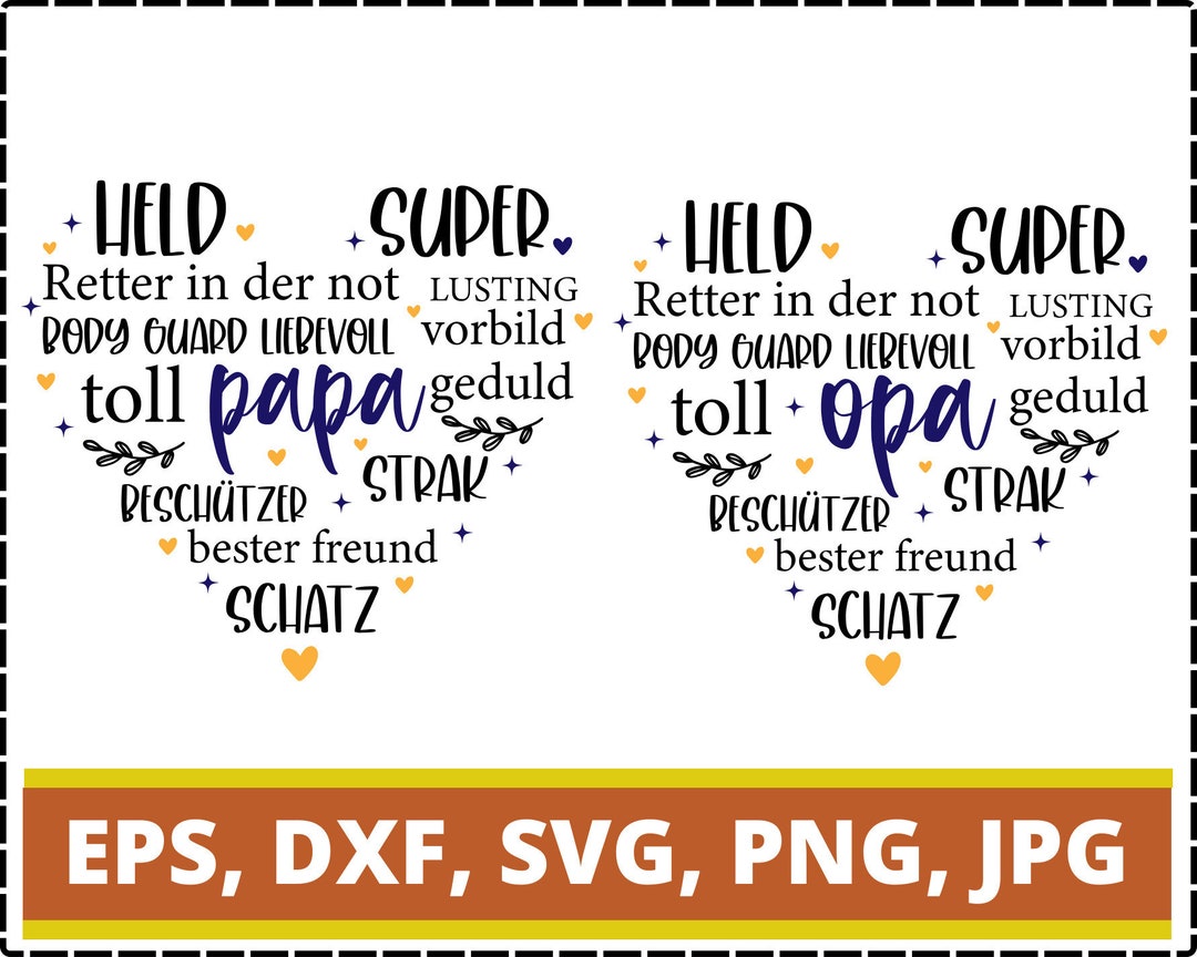 Plotterdatei Papa,plotterdatei Herz Opa,plotterdatei Vatertag,herz Plotter Files Herz Svg - Etsy