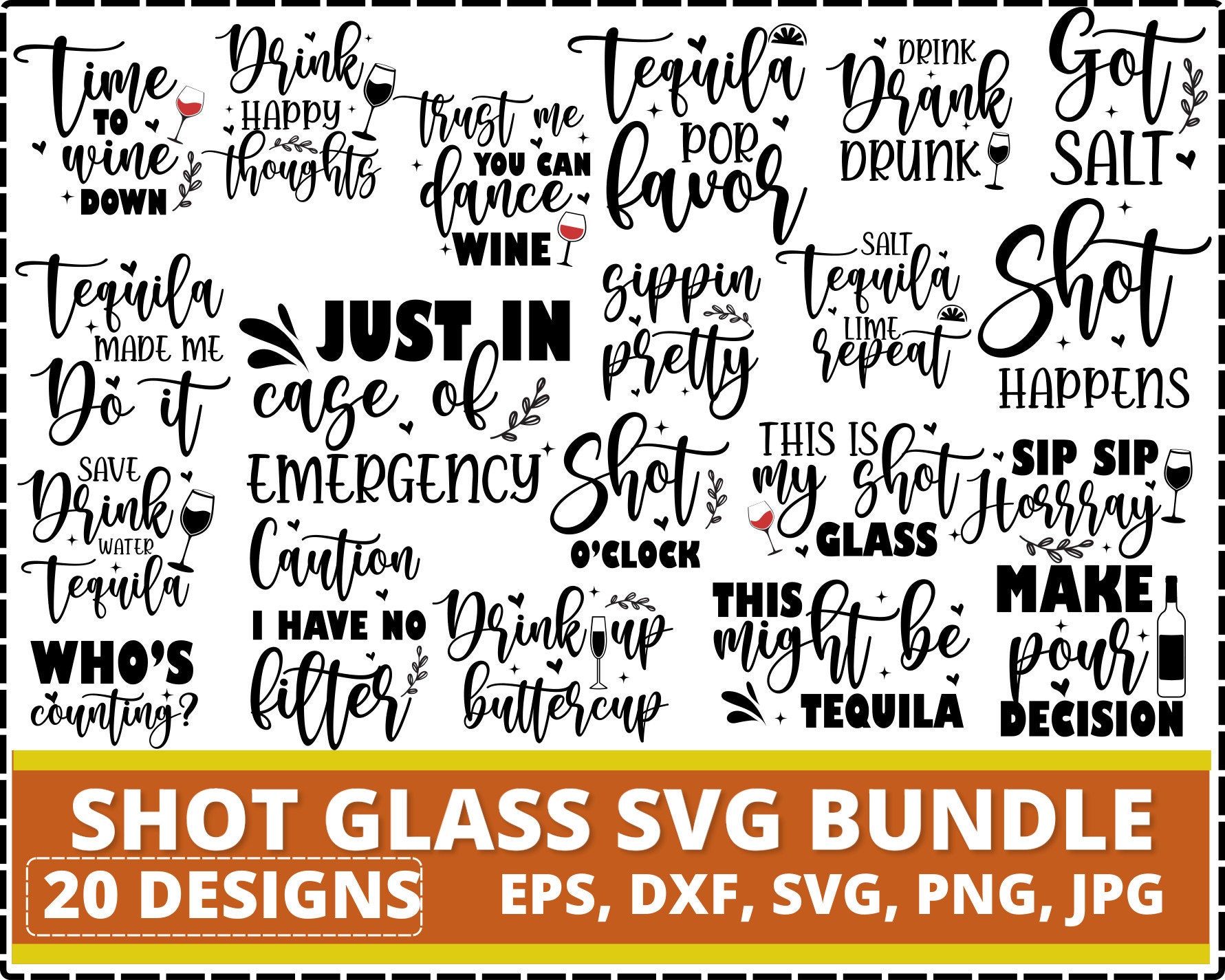 Shot Glass Quotes Svg Bundle, Shot Svg, Shot Glass Wrap Svg, Tequila ...