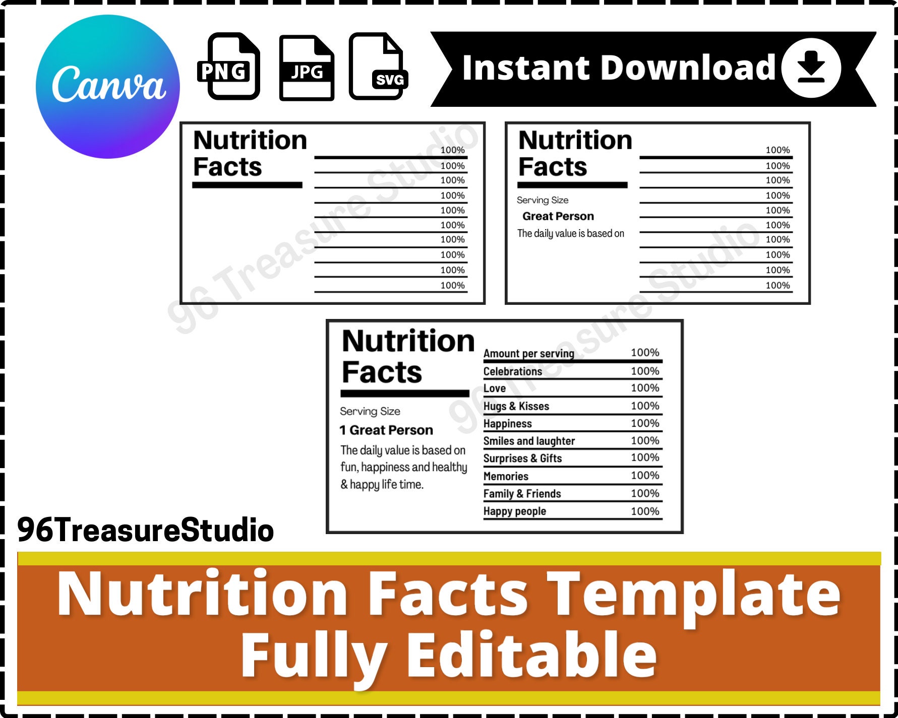 Nutrition Facts | Editable Nutrition Label | Nutritional SVG PNG Clip ...