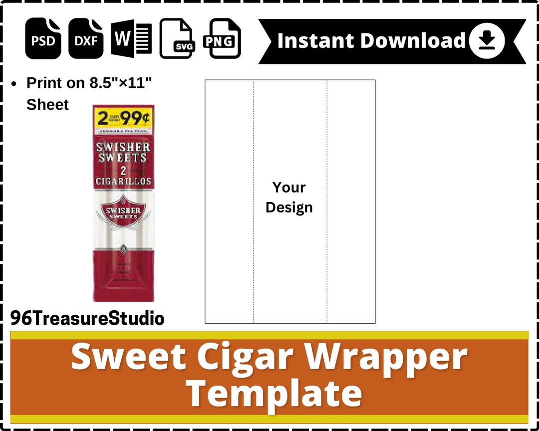 Sweet Cigar Wrapper Template, SVG, DXF, Canva, Ms Word Docx, Png, Psd ...