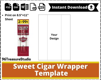Sweet Cigar Wrapper Template, Cigar Sweets Template, Sweet Cigar Pack Template, SVG, DXF, Canva ...