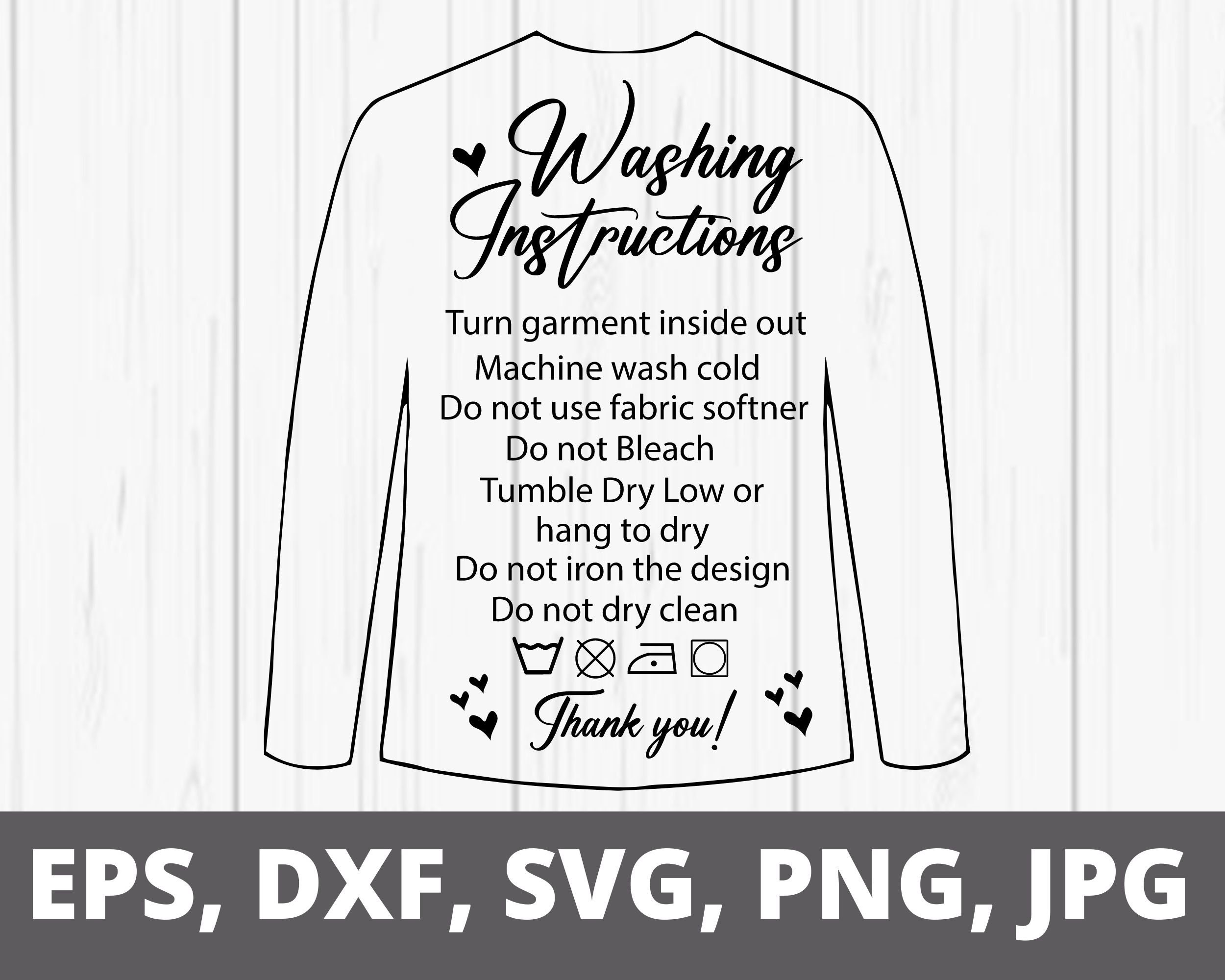 Apparel Care Instructions Card, Small Business Supplies, Washing ...