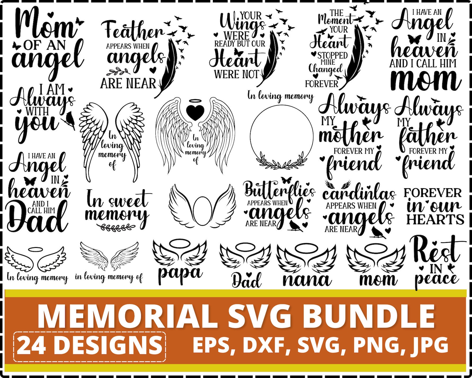 Memorial Svg Bundle, Bereavement Svg, Memorial Quotes Svg, Sympathy Svg ...