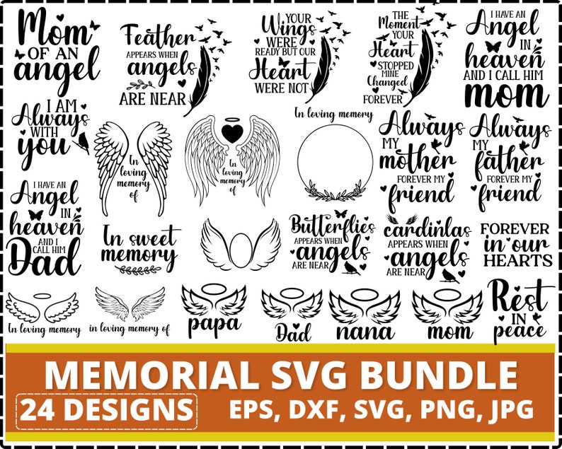 Memorial Svg Bundle, Bereavement Svg, Memorial Quotes Svg, Sympathy Svg ...