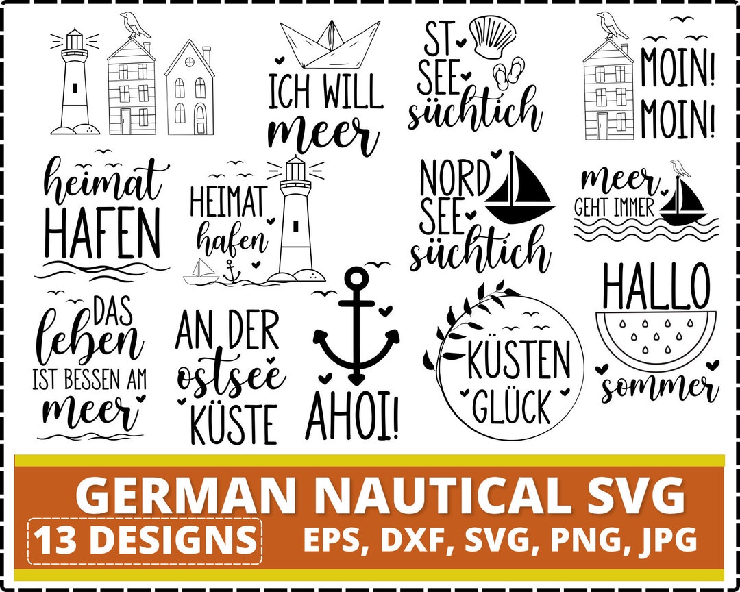 German Nautical Bundle, Moin Plotterdatei ,maritim Svg ,nautical Clipart , Leuchtturm Svg ,möwen ...