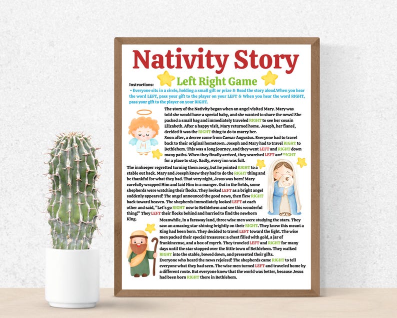 Left Right Nativity Game Printable, Christian Christmas Story, Sunday ...
