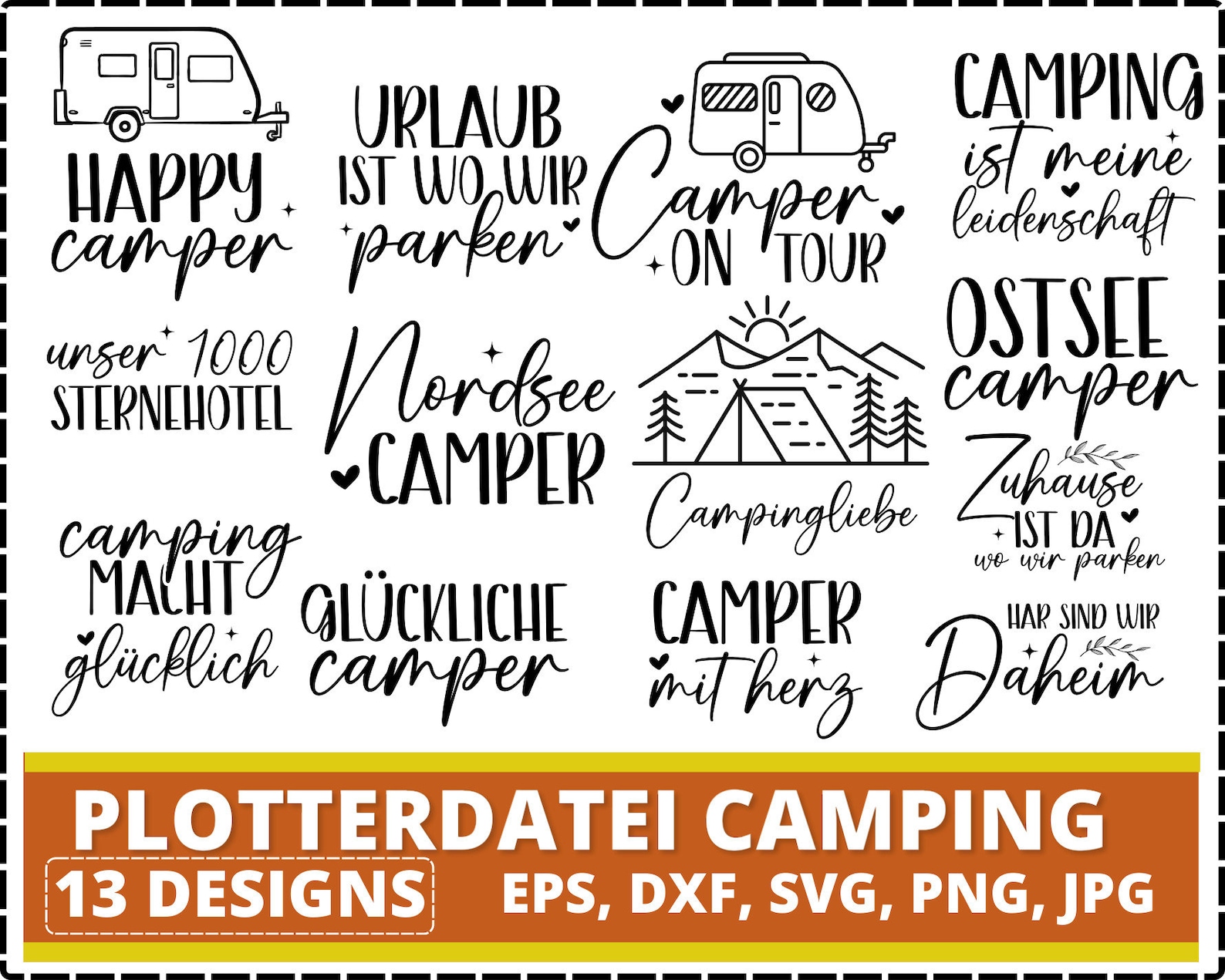 Plotterdatei Camping Wohnwagen SVG, Plotterdatei Camper, Camping Sprüche, Urlaub Camper Svg ...