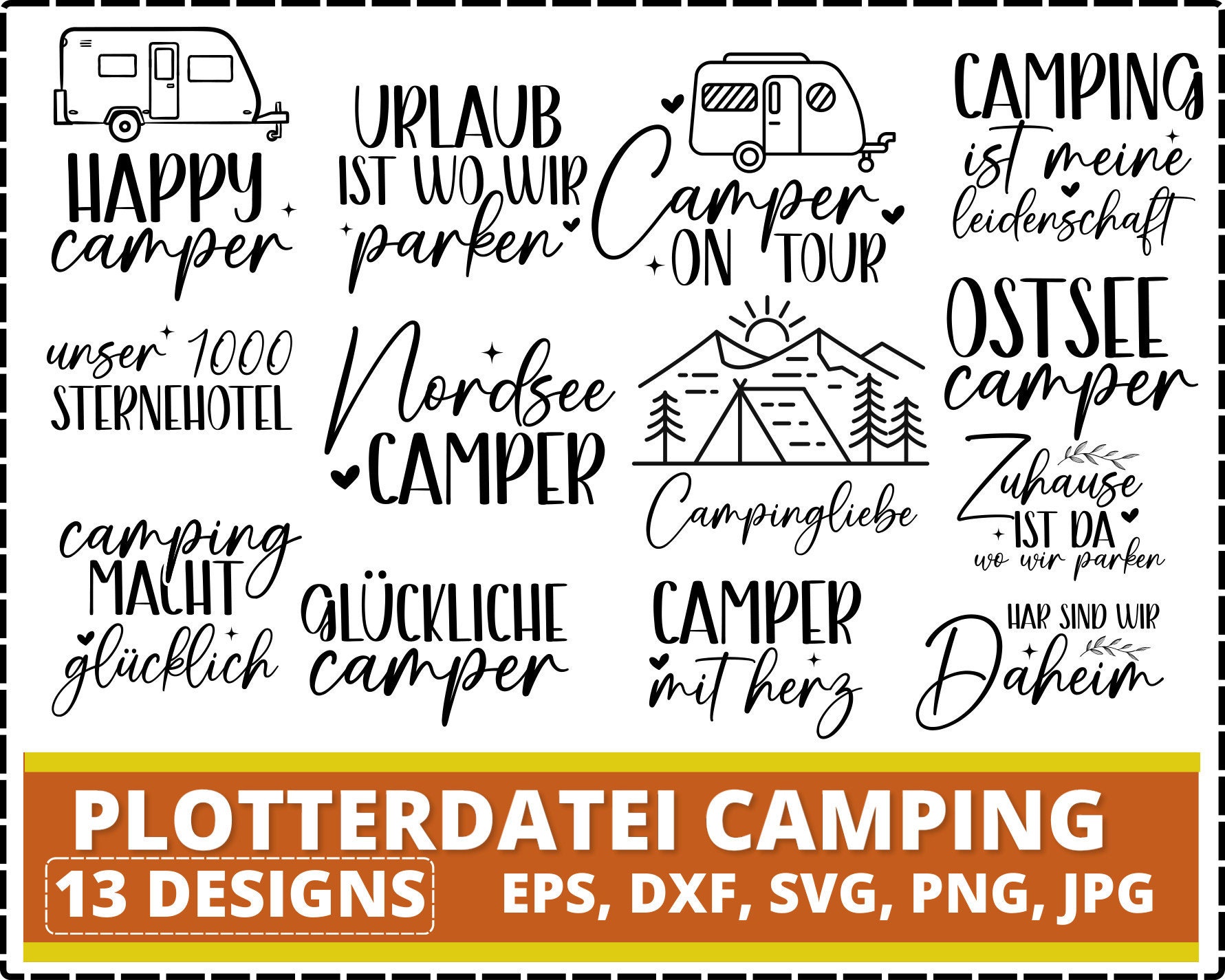 Plotterdatei Camping Wohnwagen SVG, Plotterdatei Camper, Camping Sprüche, Urlaub Camper Svg ...