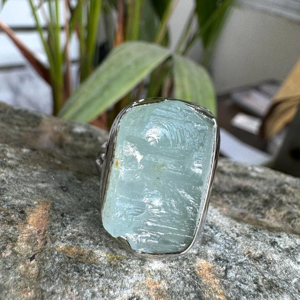 Natural Raw Aquamarine 925 Silver Ring, Handmade Ring, Statement Ring, Anniversary Ring ...
