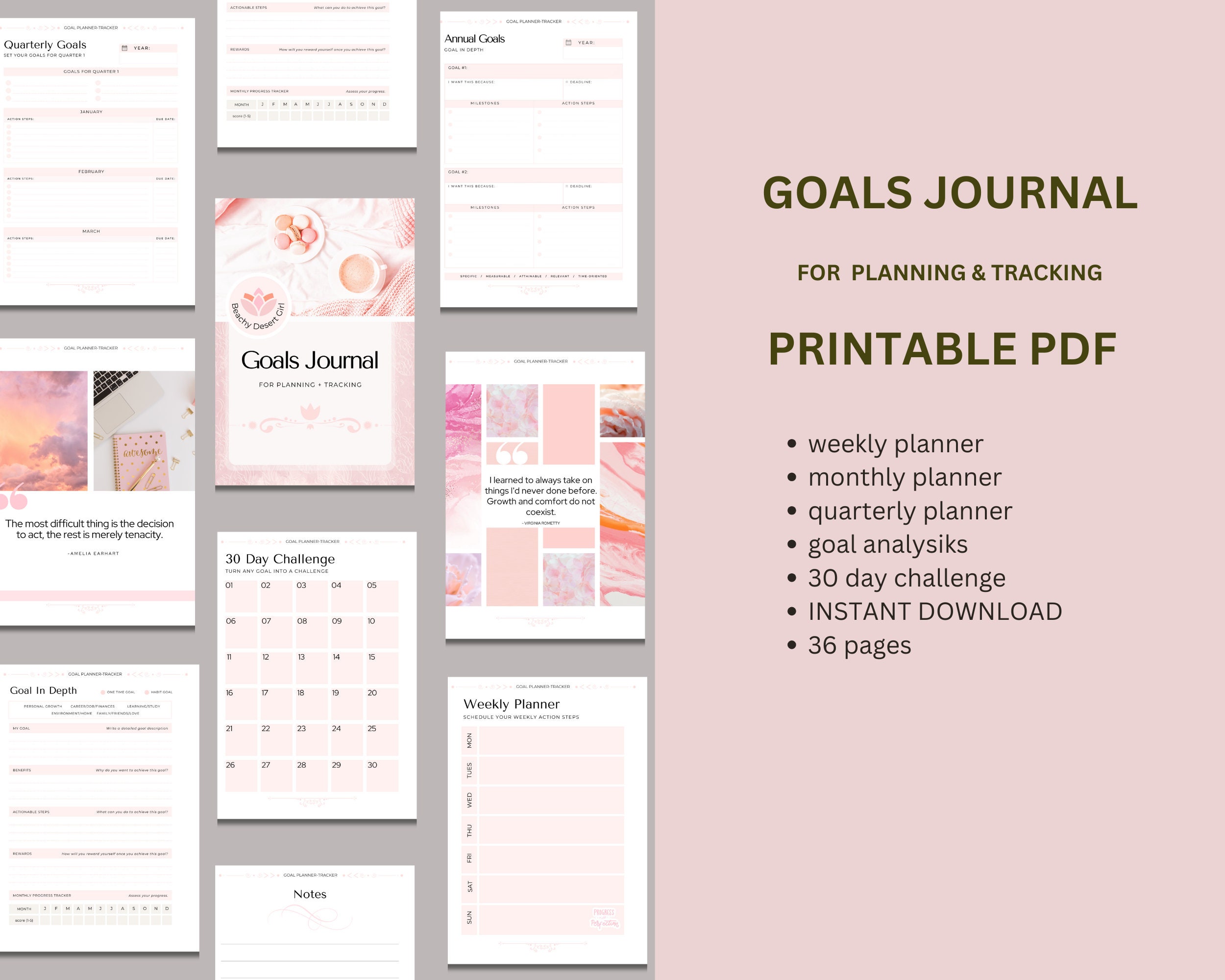 Printable Goal Planner, Goals Journal, Daily Weekly Monthly Planner - Etsy