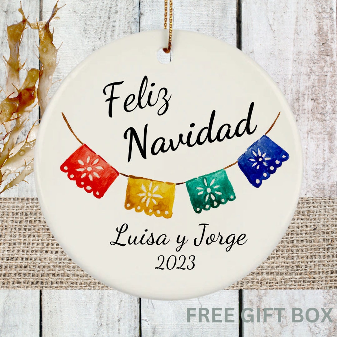 Feliz Navidad Ornament, Papel Picado Ornament, Spanish Christmas ...