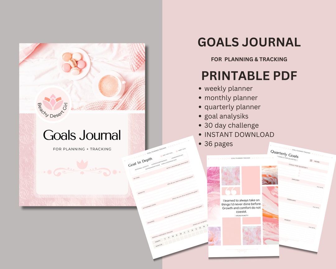 Printable Goal Planner, Goals Journal, Daily Weekly Monthly Planner - Etsy