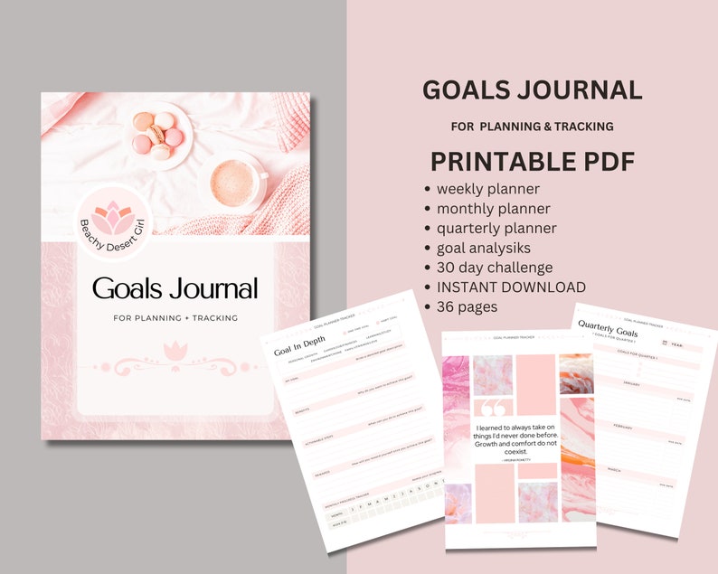 Printable Goal Planner, Goals Journal, Daily Weekly Monthly Planner - Etsy