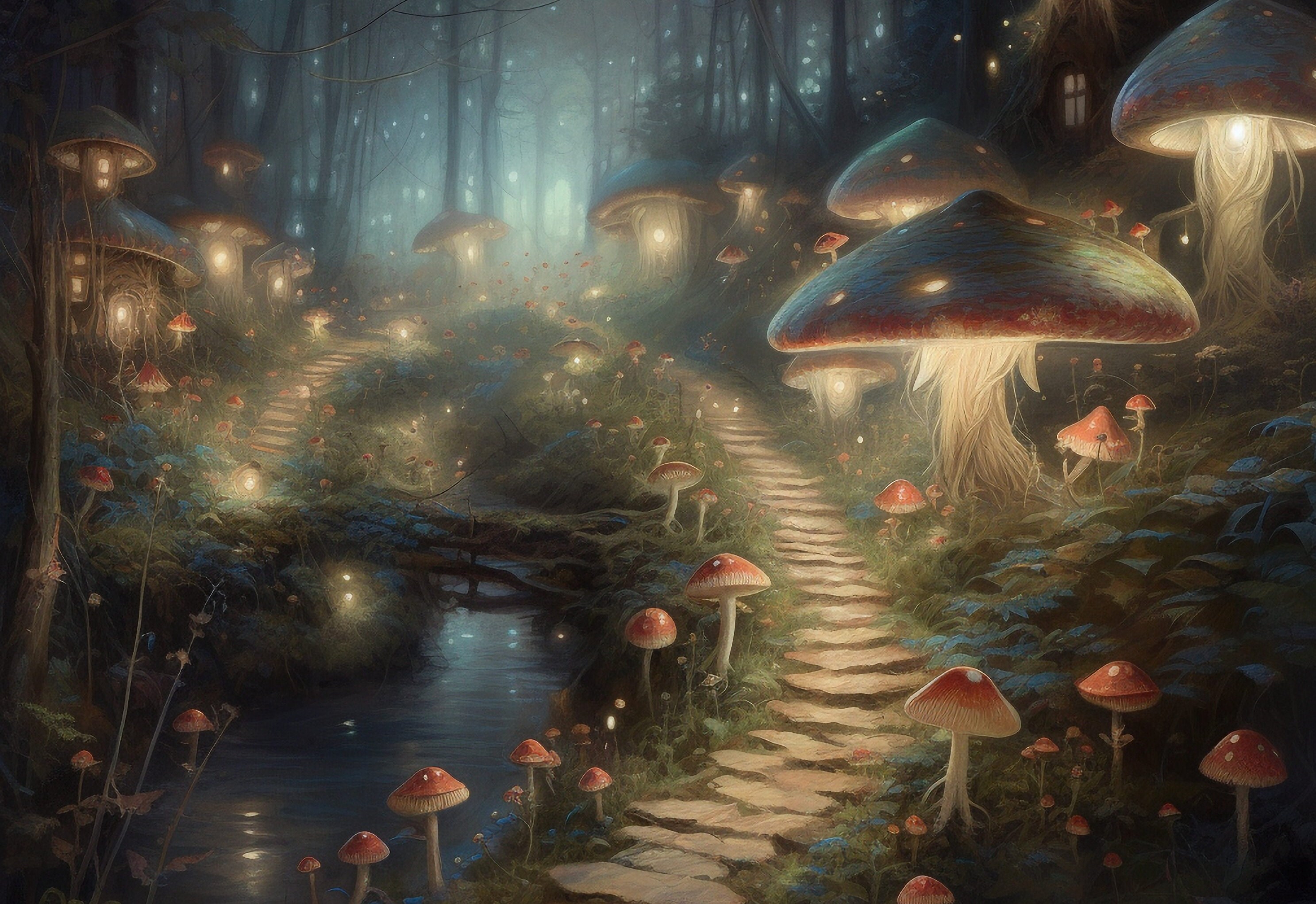 Enchanted Forest Printable Wall Art. Magical Cottagecore Art Fairycore ...