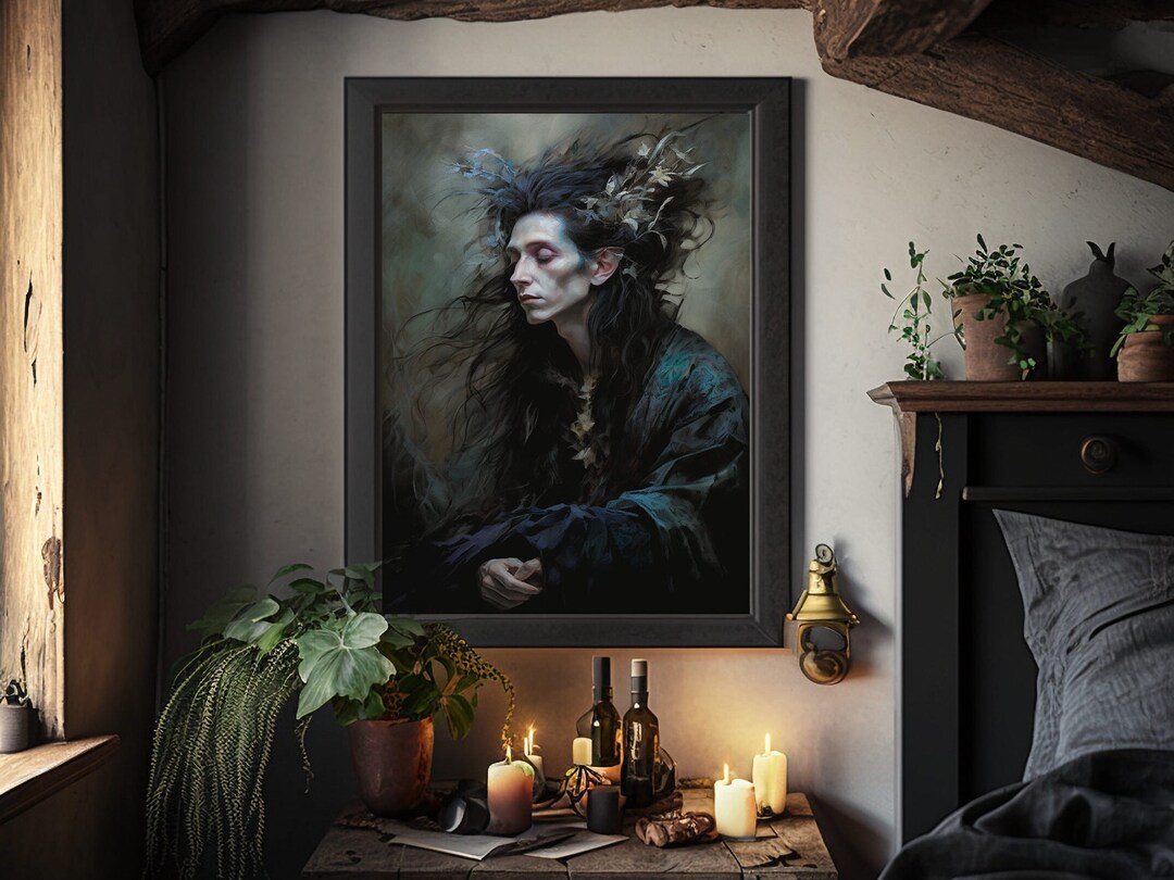 Dark Cottagecore Vintage Style Elf Printable Wall Art Dark - Etsy