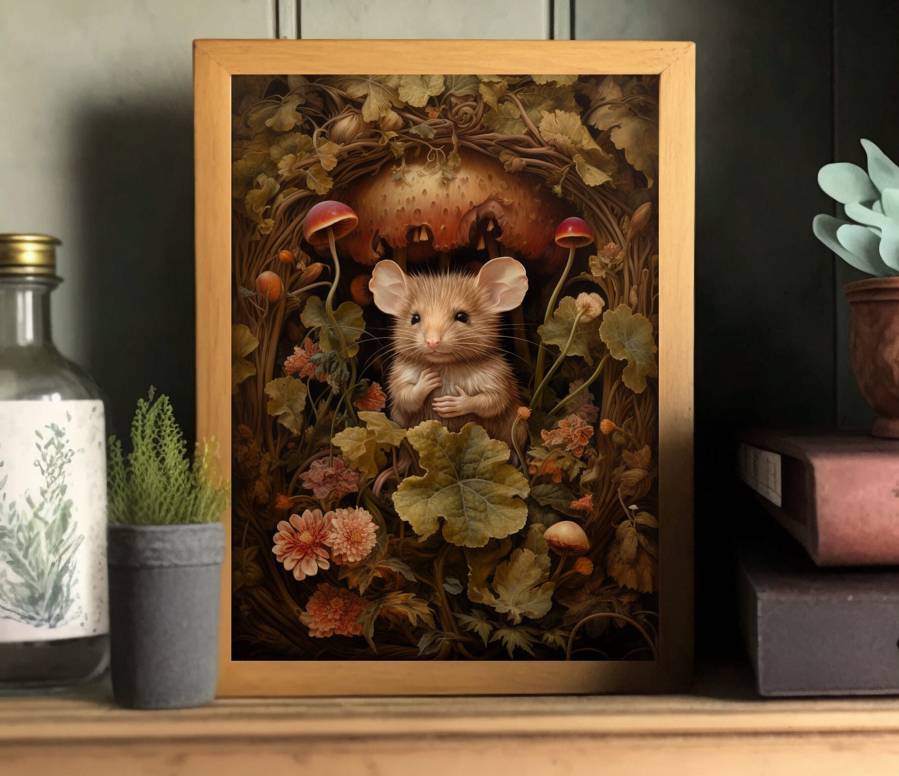 Magical Mushroom Mouse Cottagecore Decor Woodland Animal Printable Wall ...