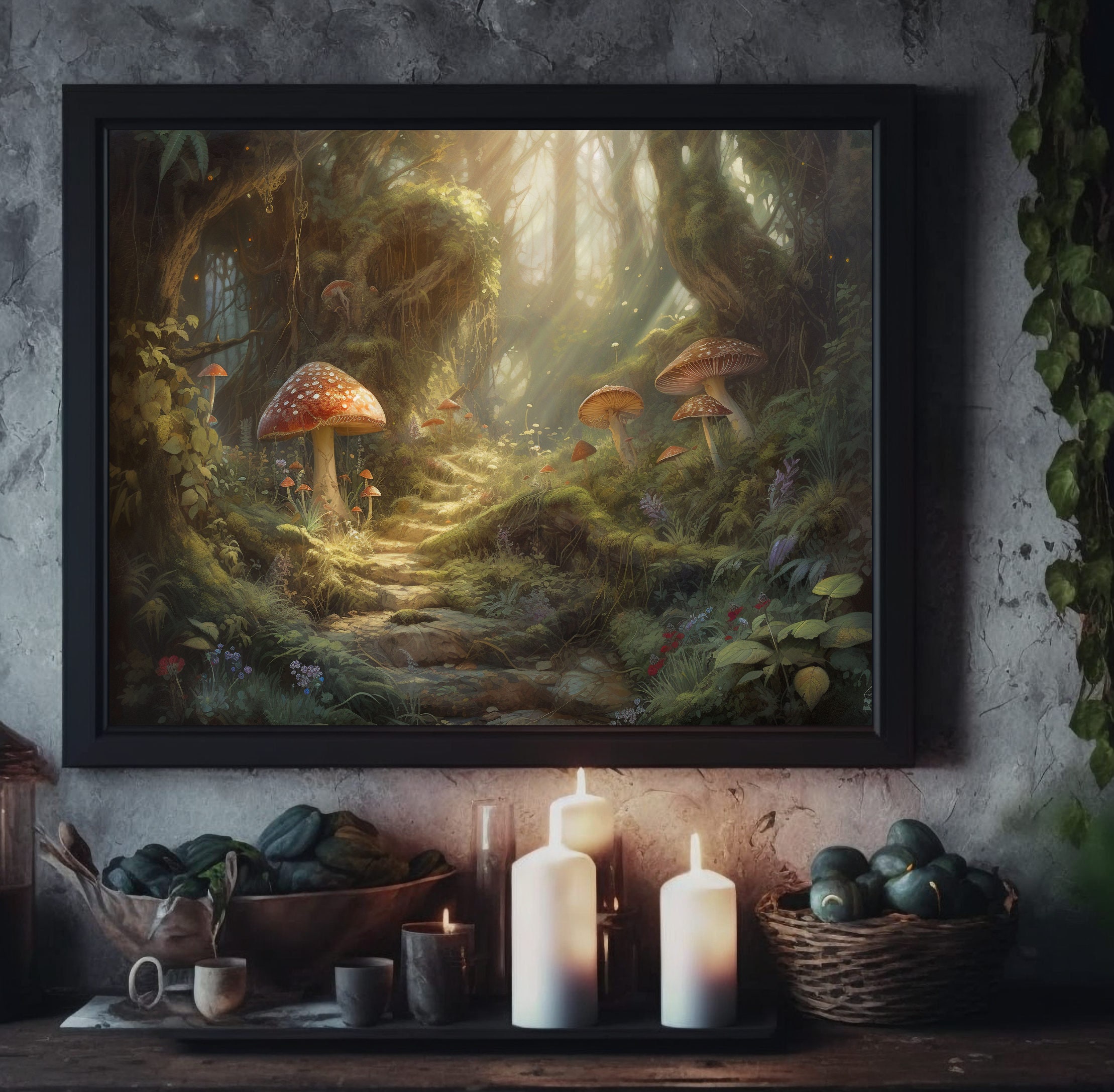 Enchanted Forest Wall Art Printable Cottagecore Mushroom Décor Magical ...