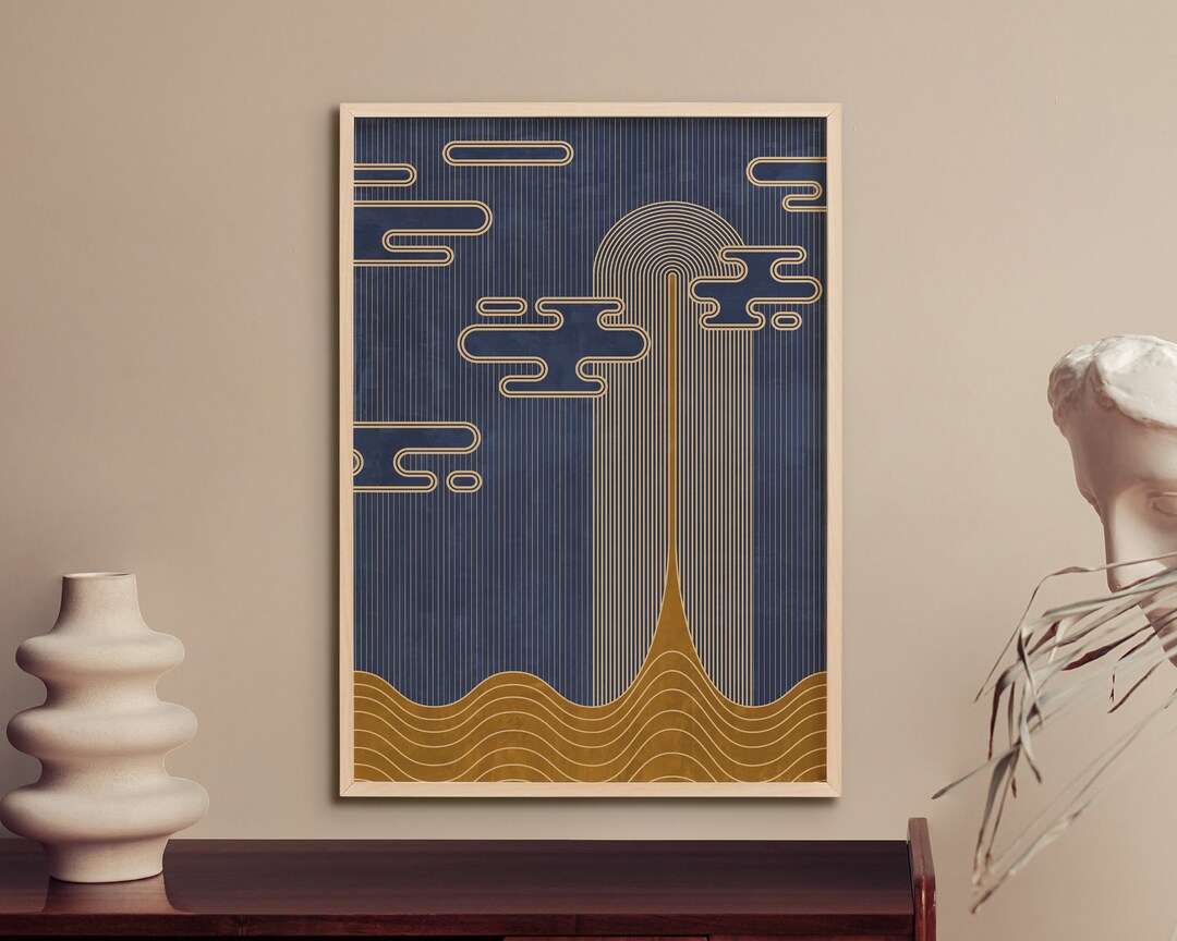 Modern Line Drawing Abstract Ocean Line Art Printable Wall - Etsy