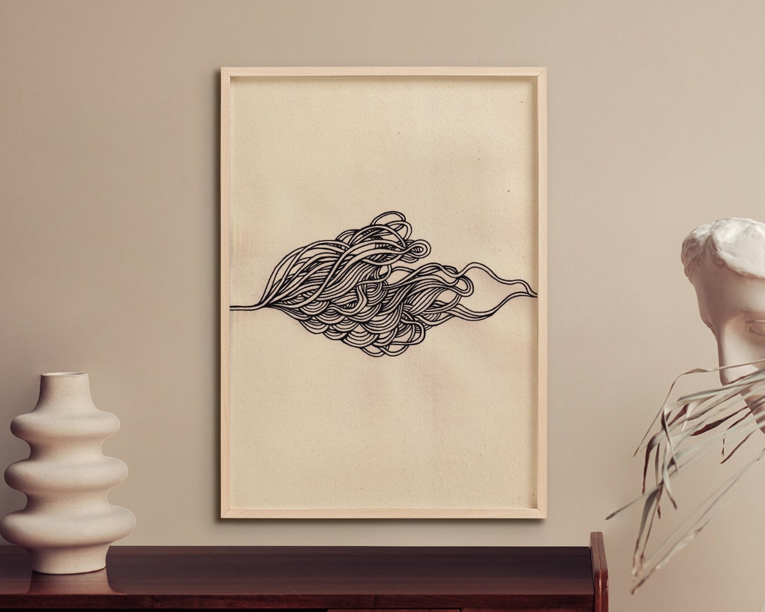 Modern Line Drawing Print, Printable Wall Art, Abstract Waves Line Art ...
