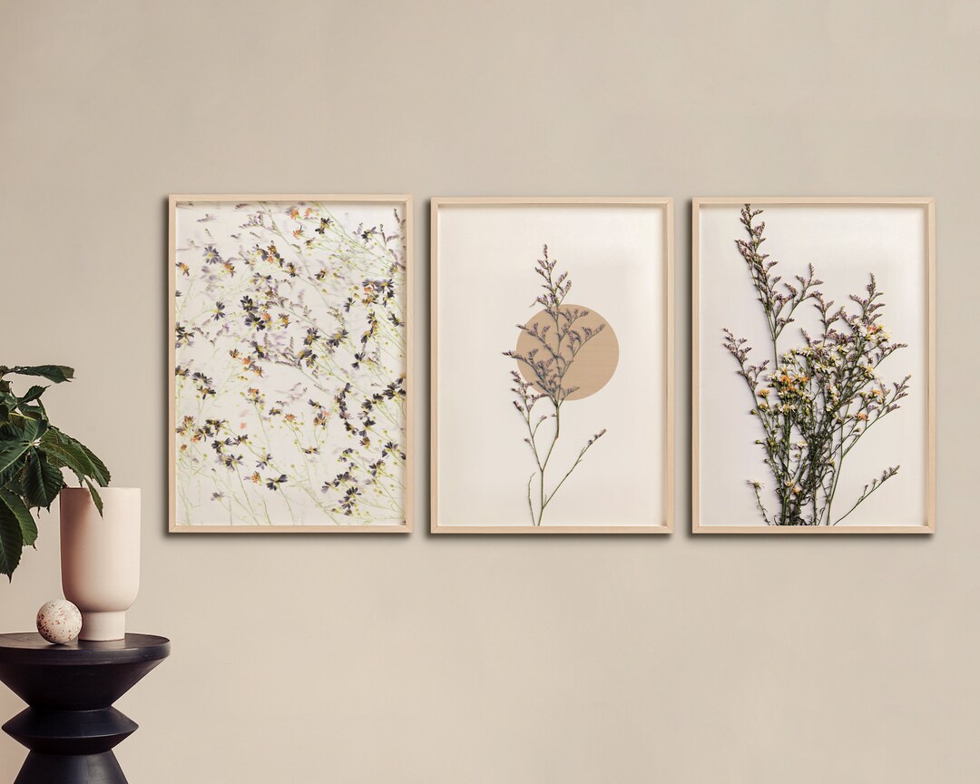 Set of 3 Prints Boho Floral Wall Art Printables Botanical - Etsy Australia