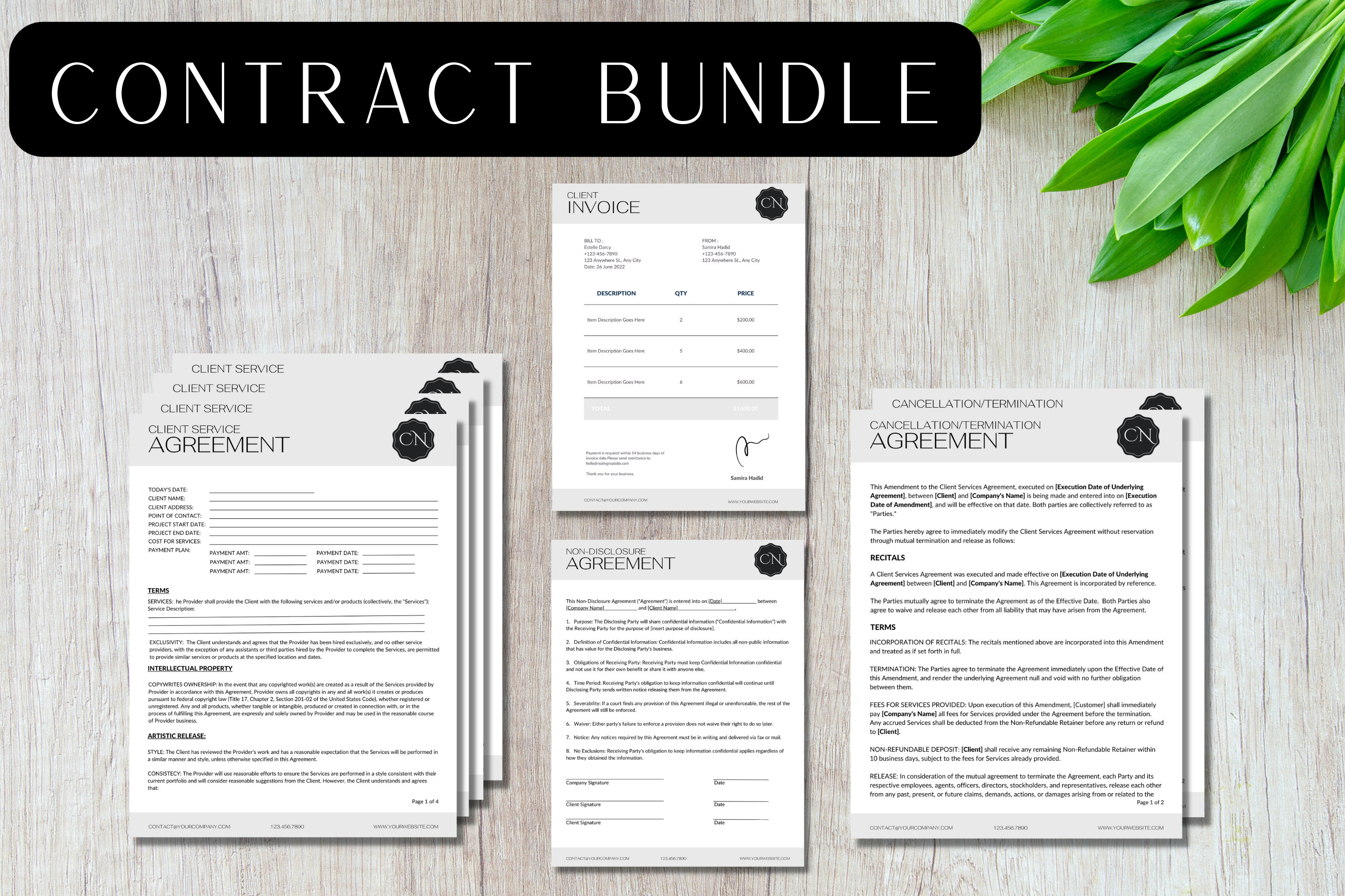 Client Contract Template Bundle - Etsy