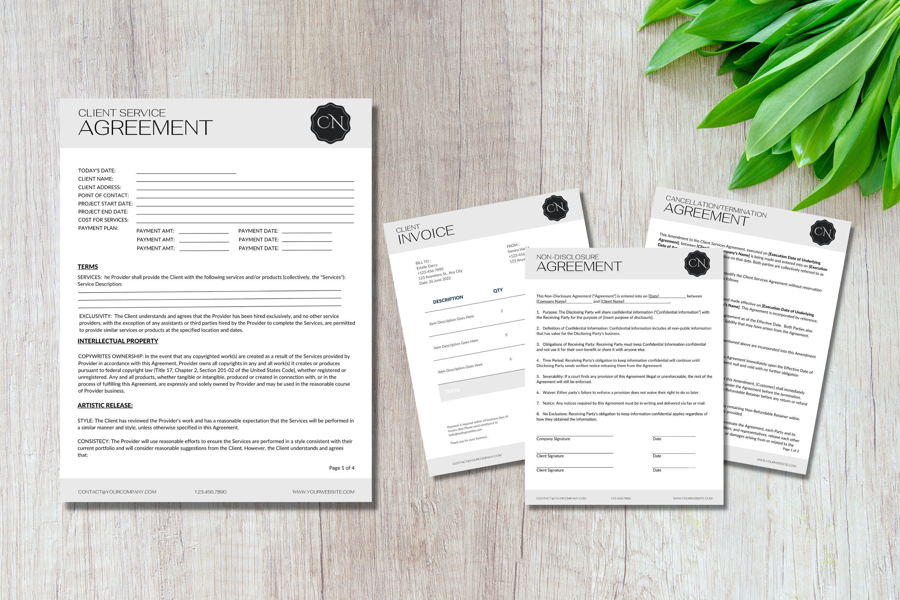 Client Contract Template Bundle - Etsy