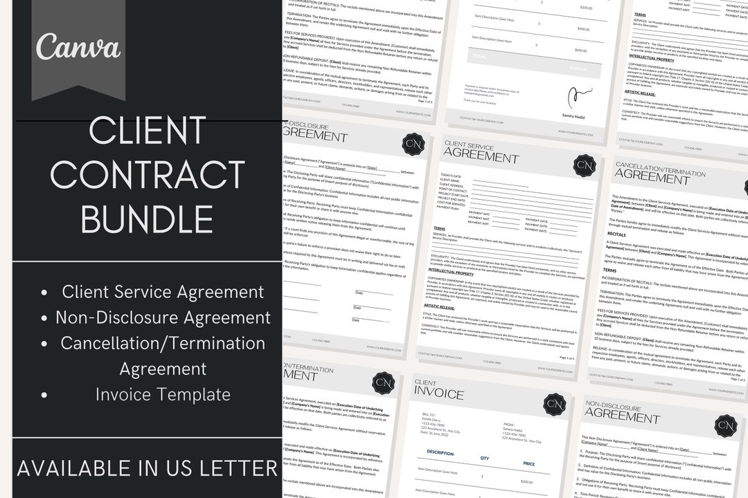 Client Contract Template Bundle - Etsy