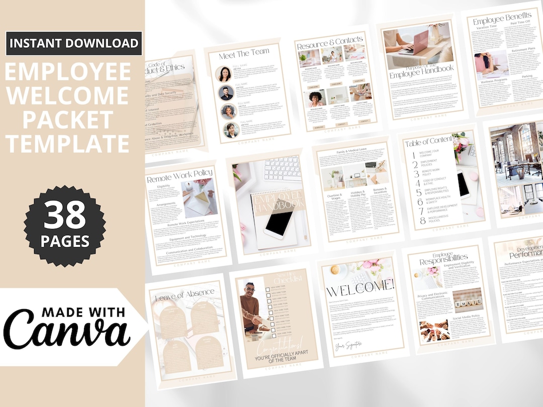 Editable Employee Handbook Template | New Hire Onboarding Handbook for ...