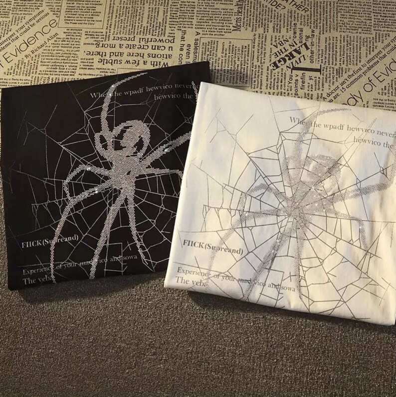 Rhinestone Spider Shirt Y2k Spider Web T Shirt Spider Printed - Etsy
