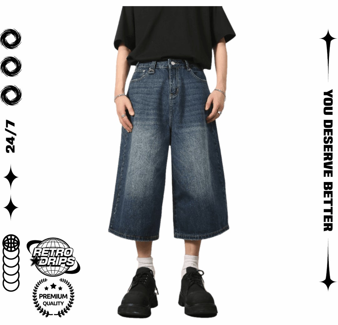 Y2k Baggy Jorts Denim Baggy Jeans for Men Long Jean Shorts - Etsy