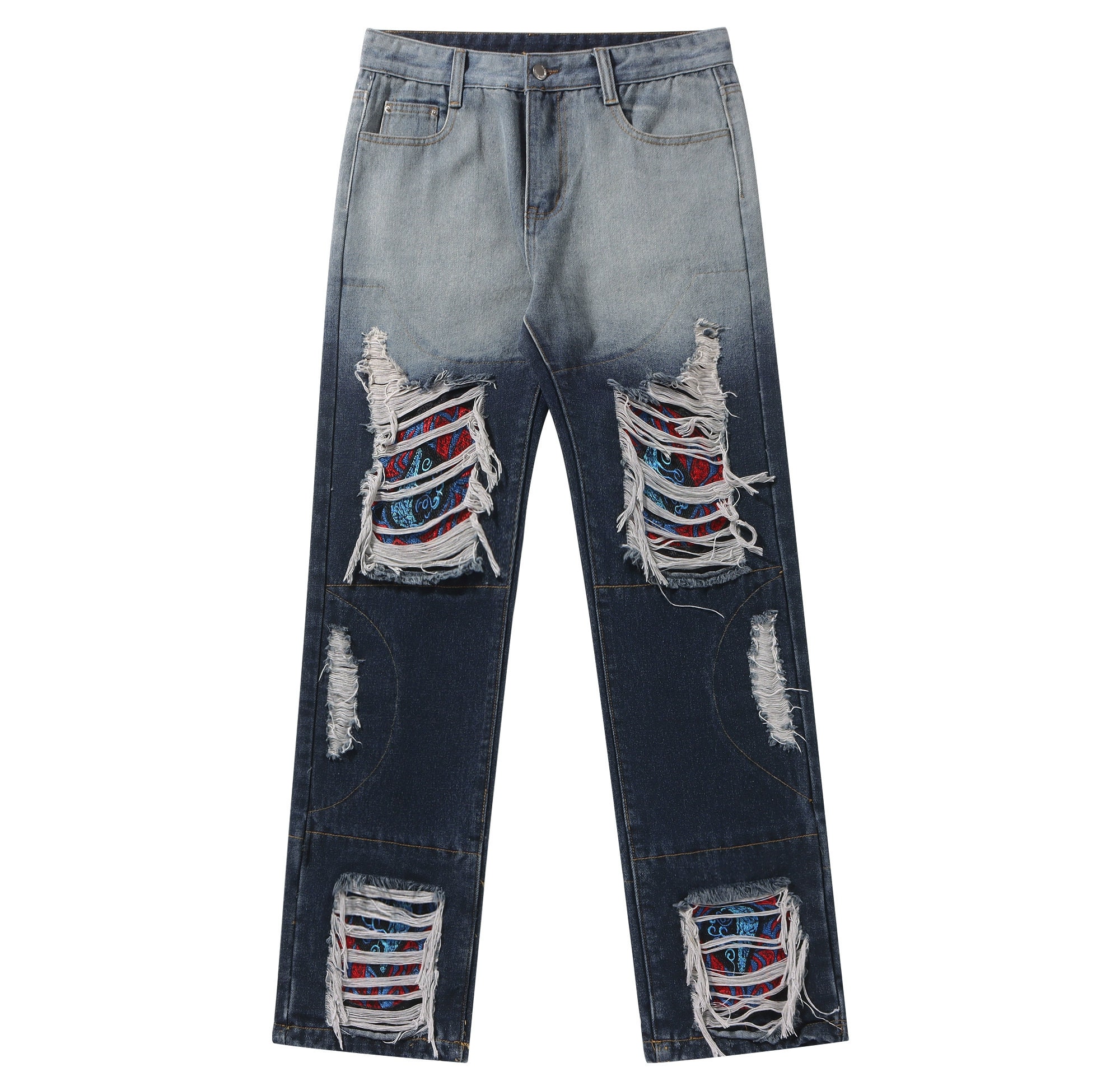 Y2k Baggy Rip Jeans Washed Wide Leg Ripped Pants Cyber Y2k - Etsy