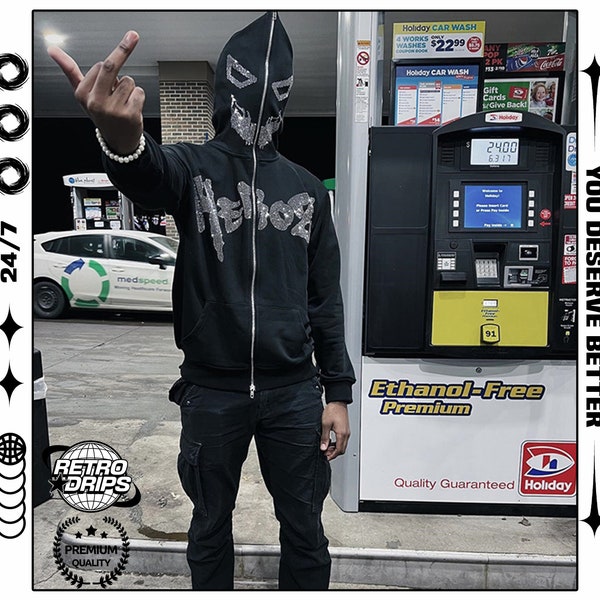 Rhinestone Zip up Hoodie - Etsy