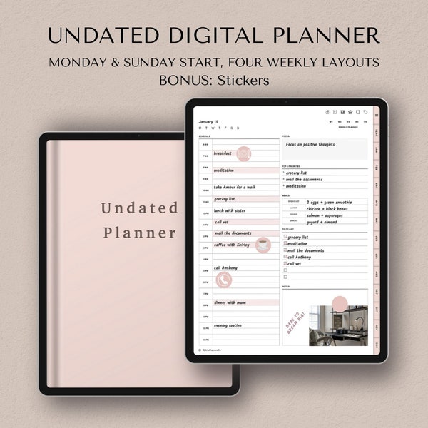 Undated Digital Planner - Etsy