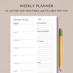 Weekly Planner Printable, Weekly to Do List Template PDF, Editable ...