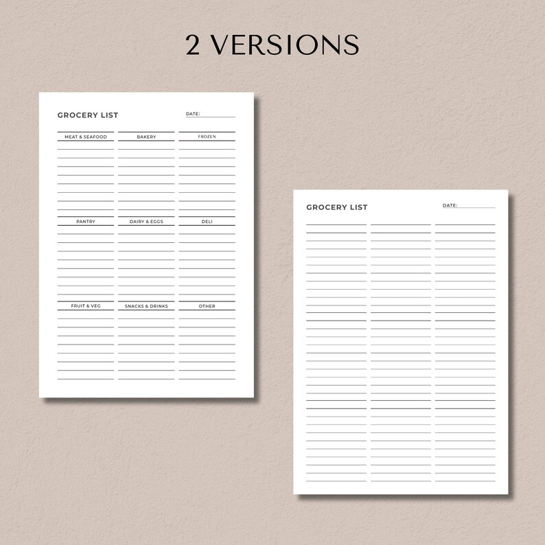 Grocery List Printable Template, Food Shopping List, Grocery Planner ...