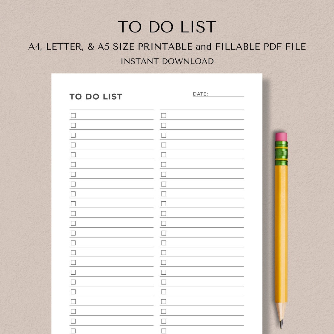 Daily to Do List Printable, Task List Template Printable, Fillable to ...