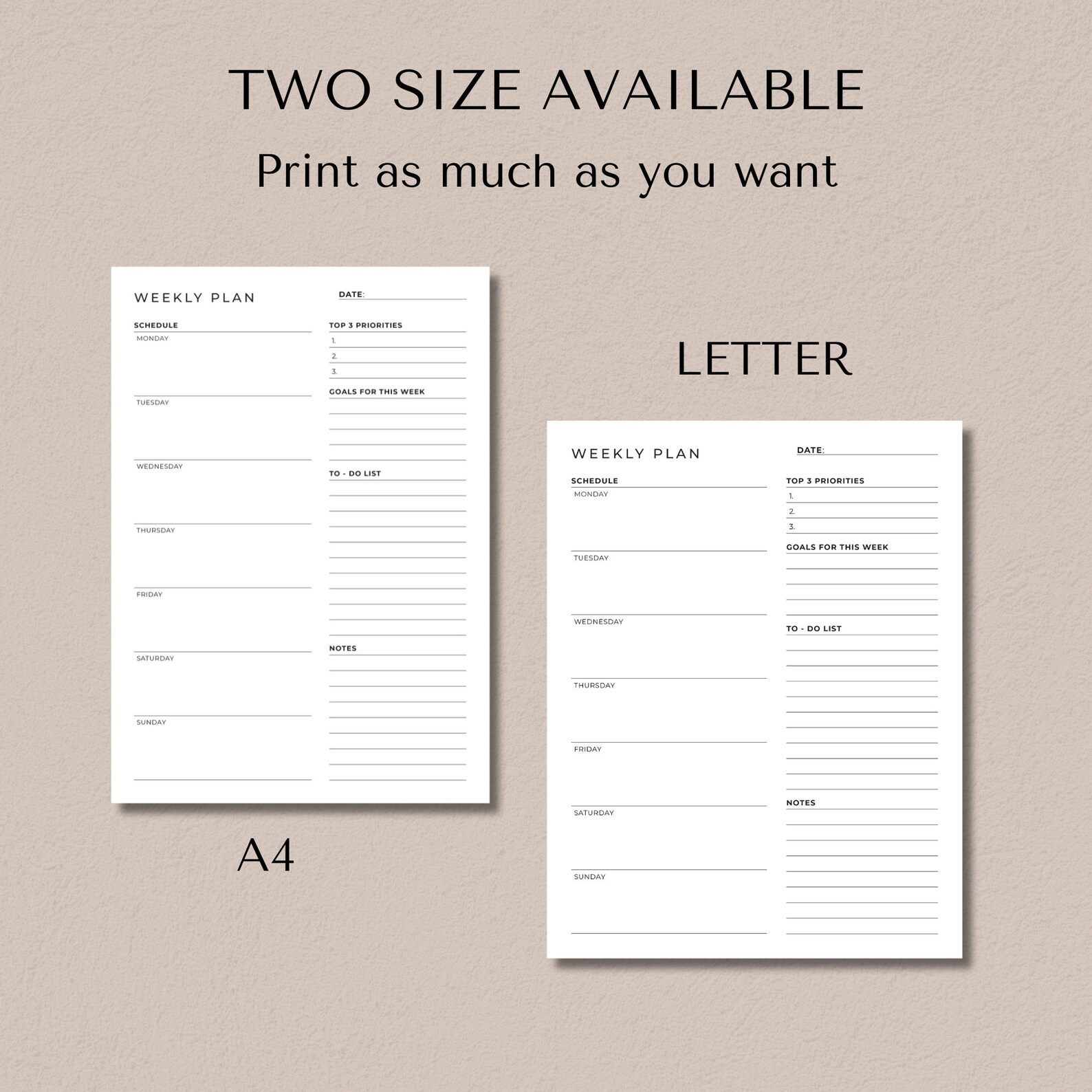 Weekly Planner Printable, Weekly to Do List Template PDF, Editable ...