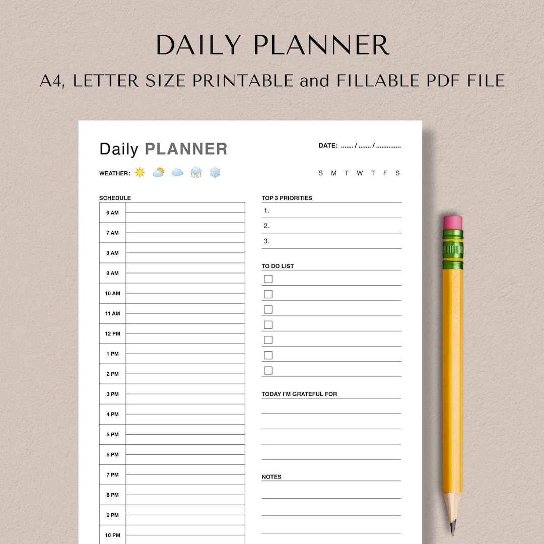 Printable Daily Planner, Daily Schedule, Daily Planner Template ...
