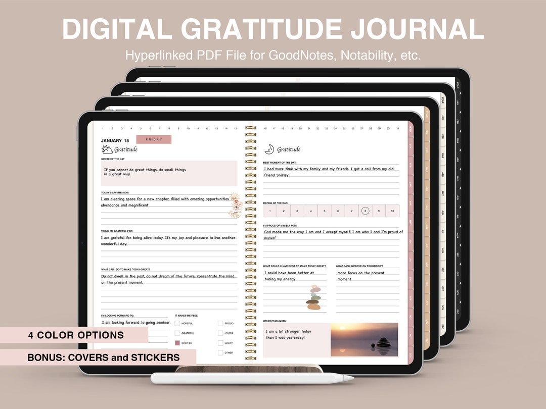 Digital Gratitude Journal Digital Daily Gratitude Journal for - Etsy UK