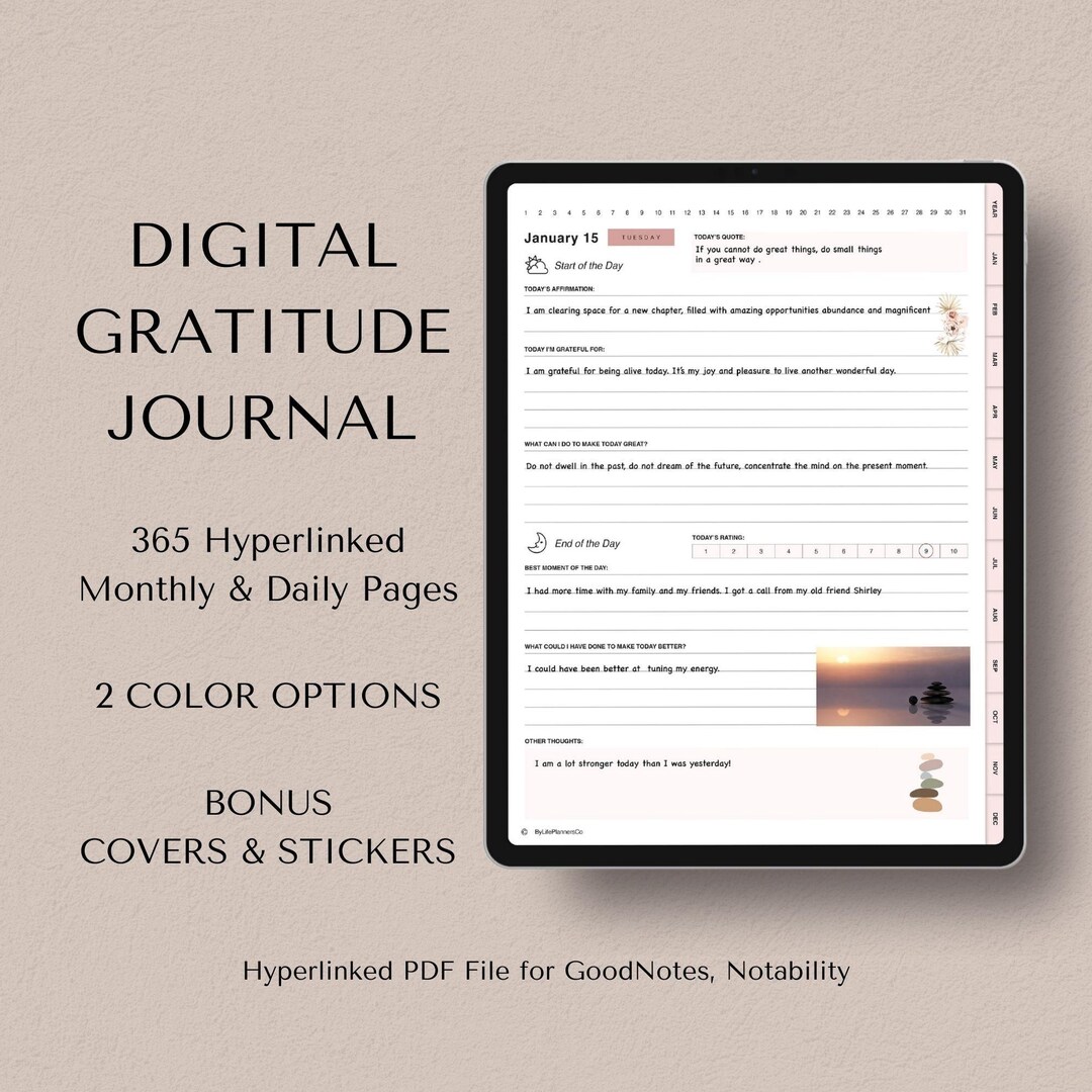 Digital Gratitude Journal, Goodnotes Gratitude Journal, iPad Gratitude ...