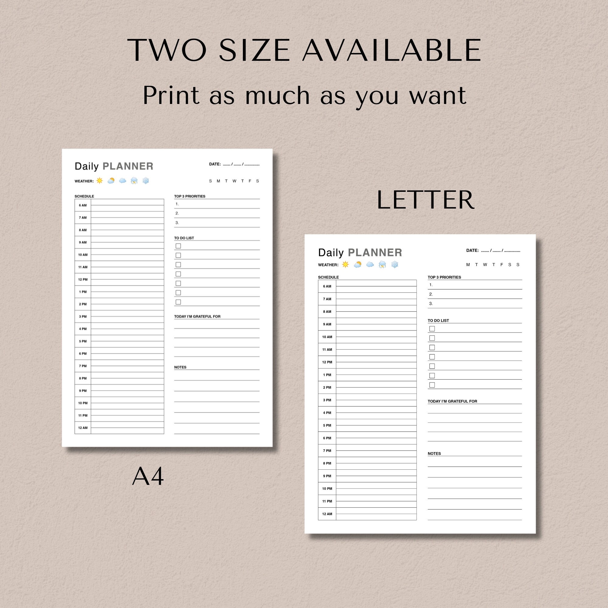 Printable Daily Planner, Daily Schedule, Daily Planner Template ...
