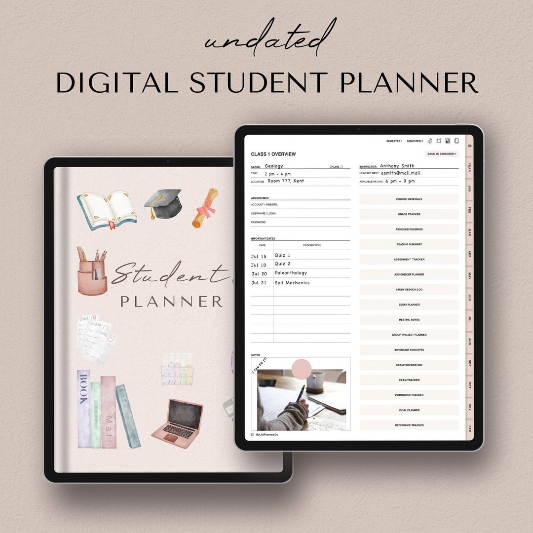 Digital Student Planner, Goodnotes Academic Planner, College Planner ...