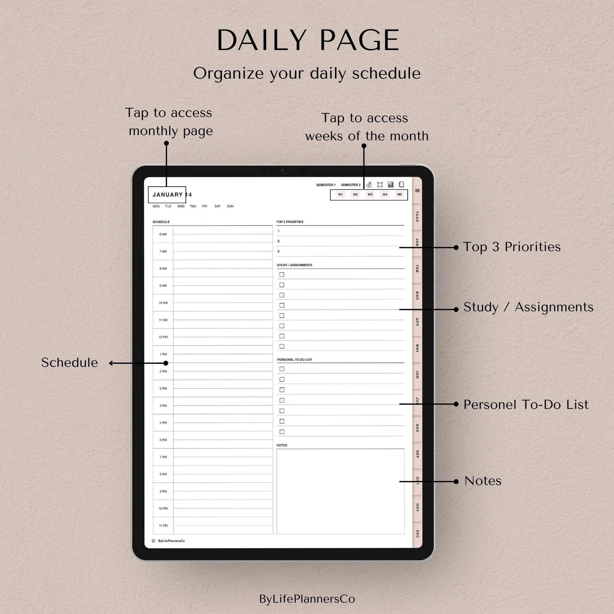 Digital Student Planner, Goodnotes Academic Planner, College Planner ...