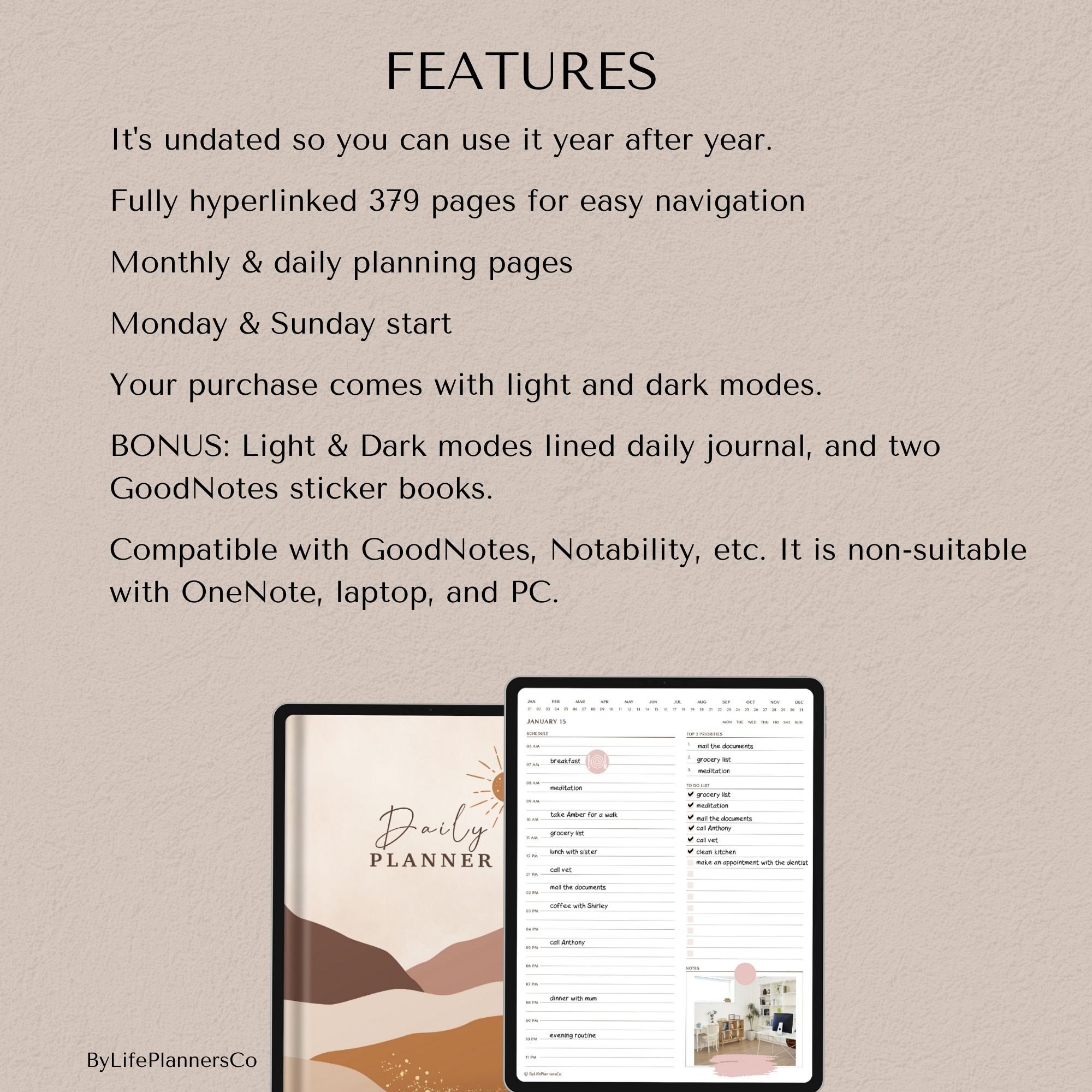 Daily Digital Planner, Goodnotes Daily Journal, Daily Notebook for iPad ...