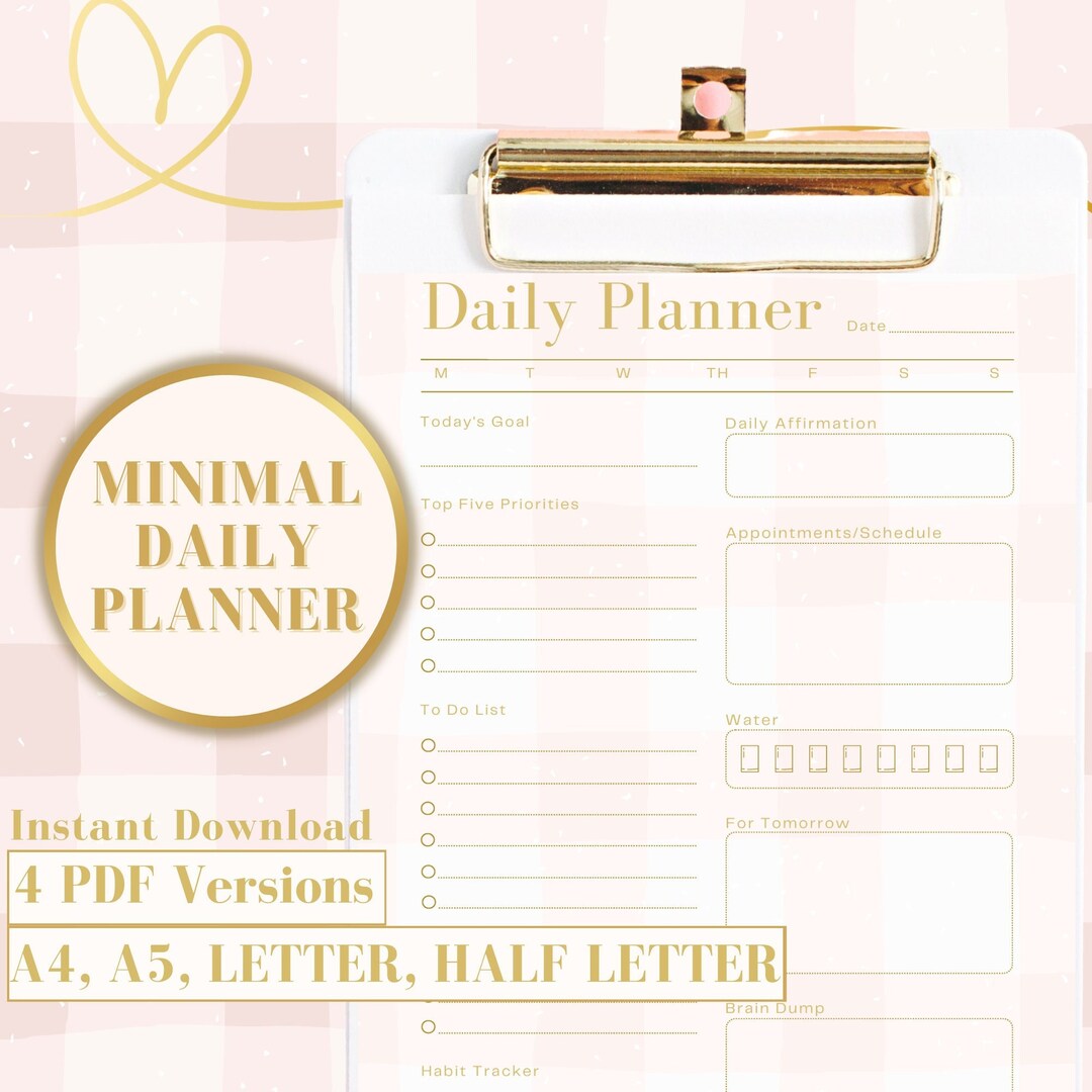 Printable Planner, Checkered , Daily Planner, Printable Template ...