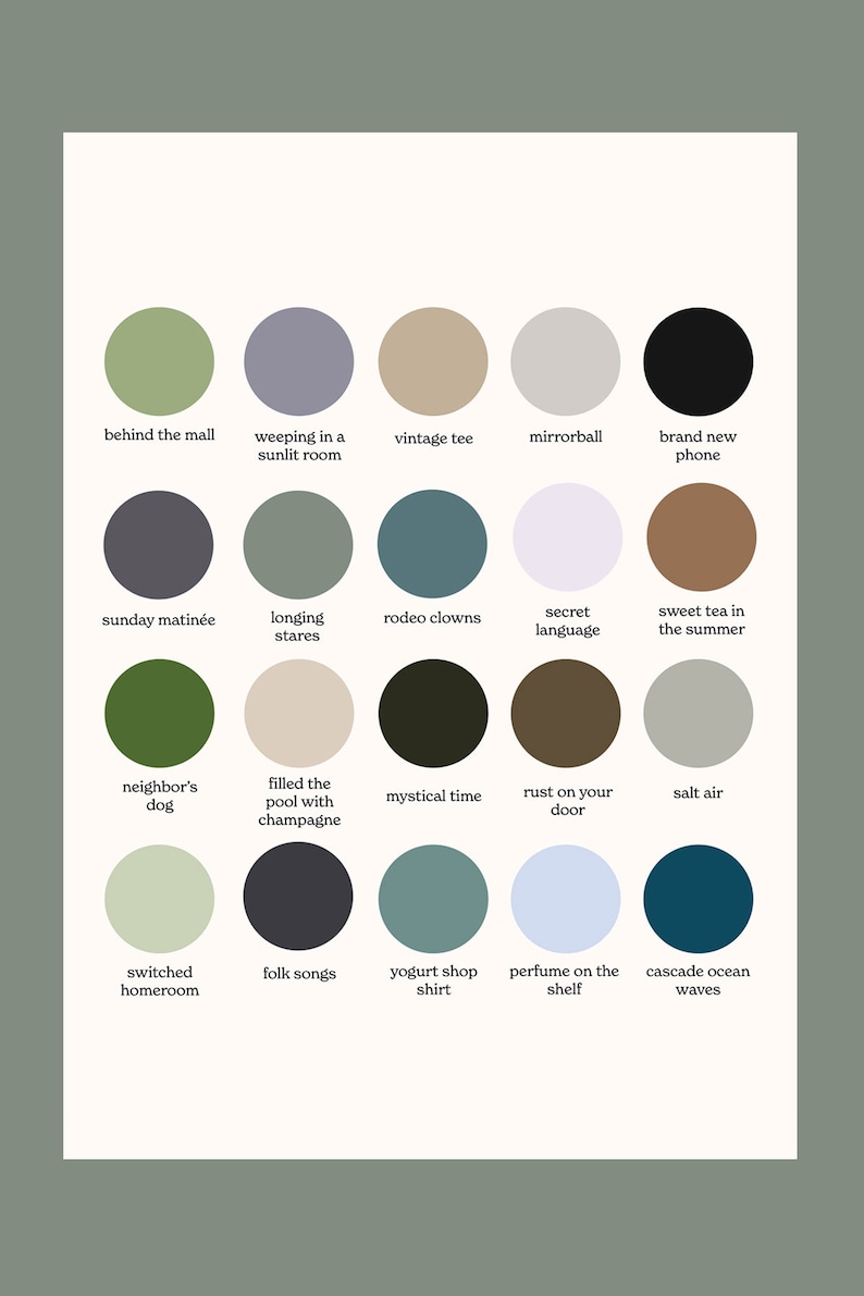 Folklore Digital Print Color Palette Taylor Swift Wall Art Home Decor ...