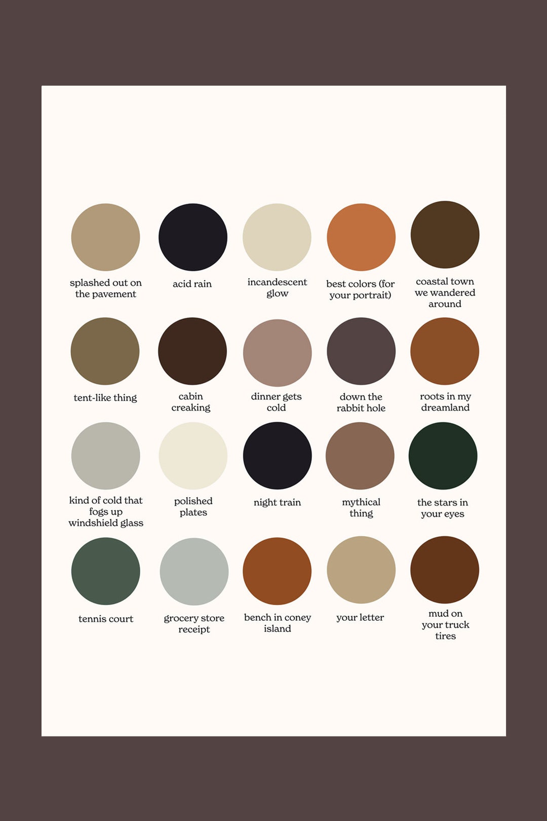 Evermore Digital Print Color Palette Taylor Swift Wall Art Home Decor
