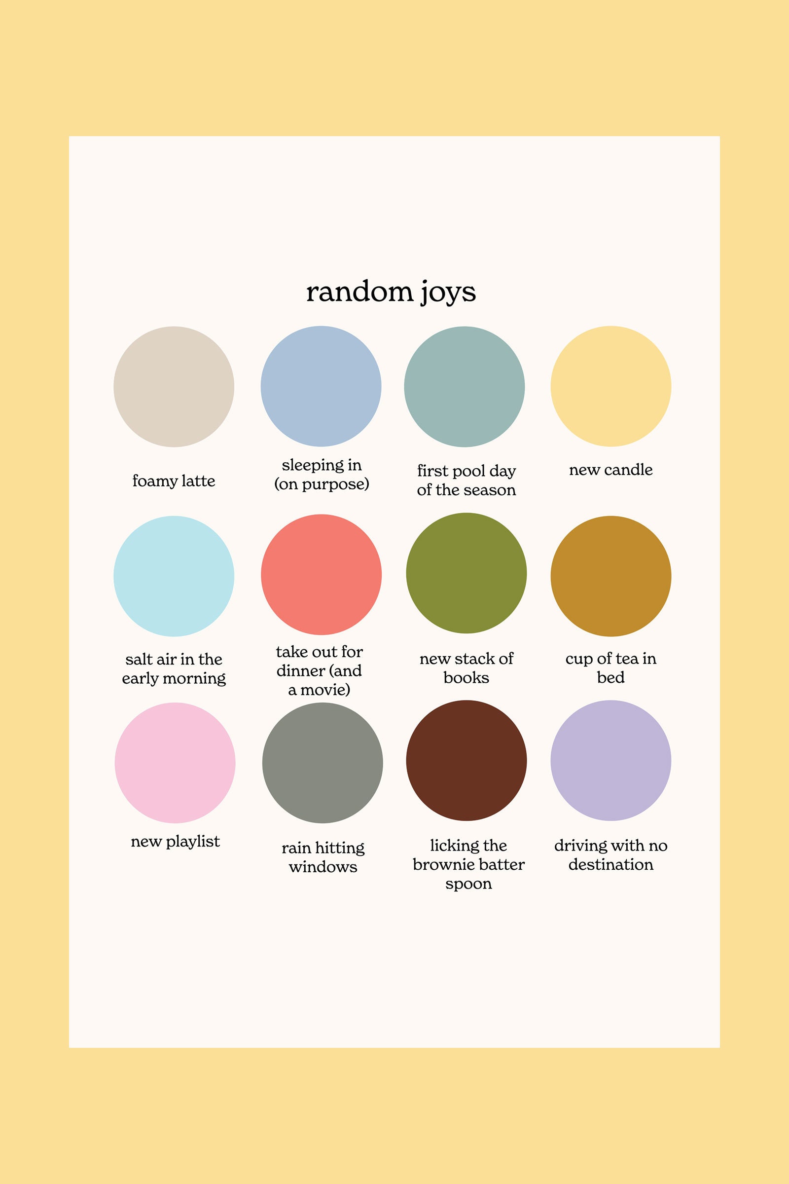 Random Joys | Digital Print | Color Palette | Aesthetic | Wall Art ...