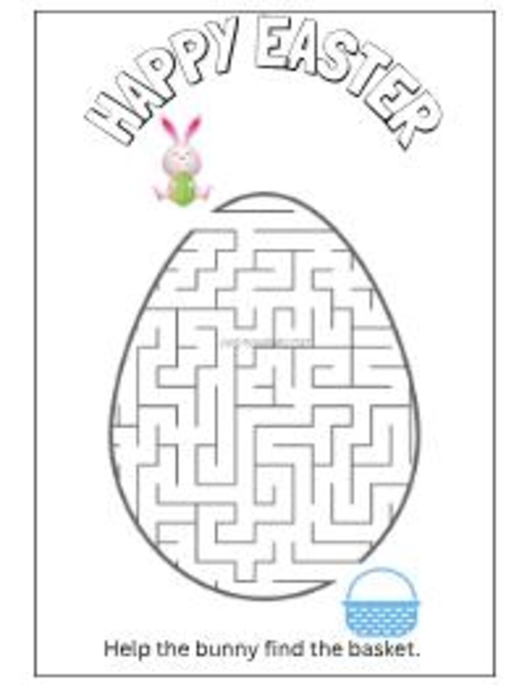 Easter Maze Game Page for Kids, Easter Activity Page for Kids ...