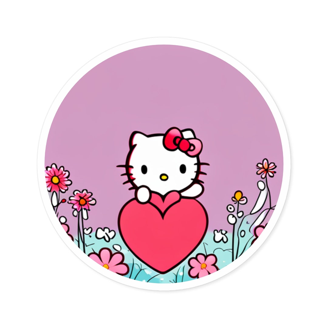 Hello Kitty Valentine's Day Sticker in Purple and Pink, Valentine's Day ...